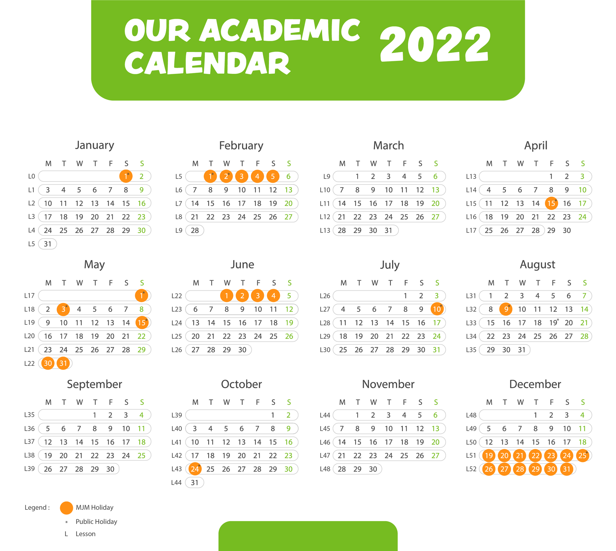 My Junior Maths Academic Calendar
