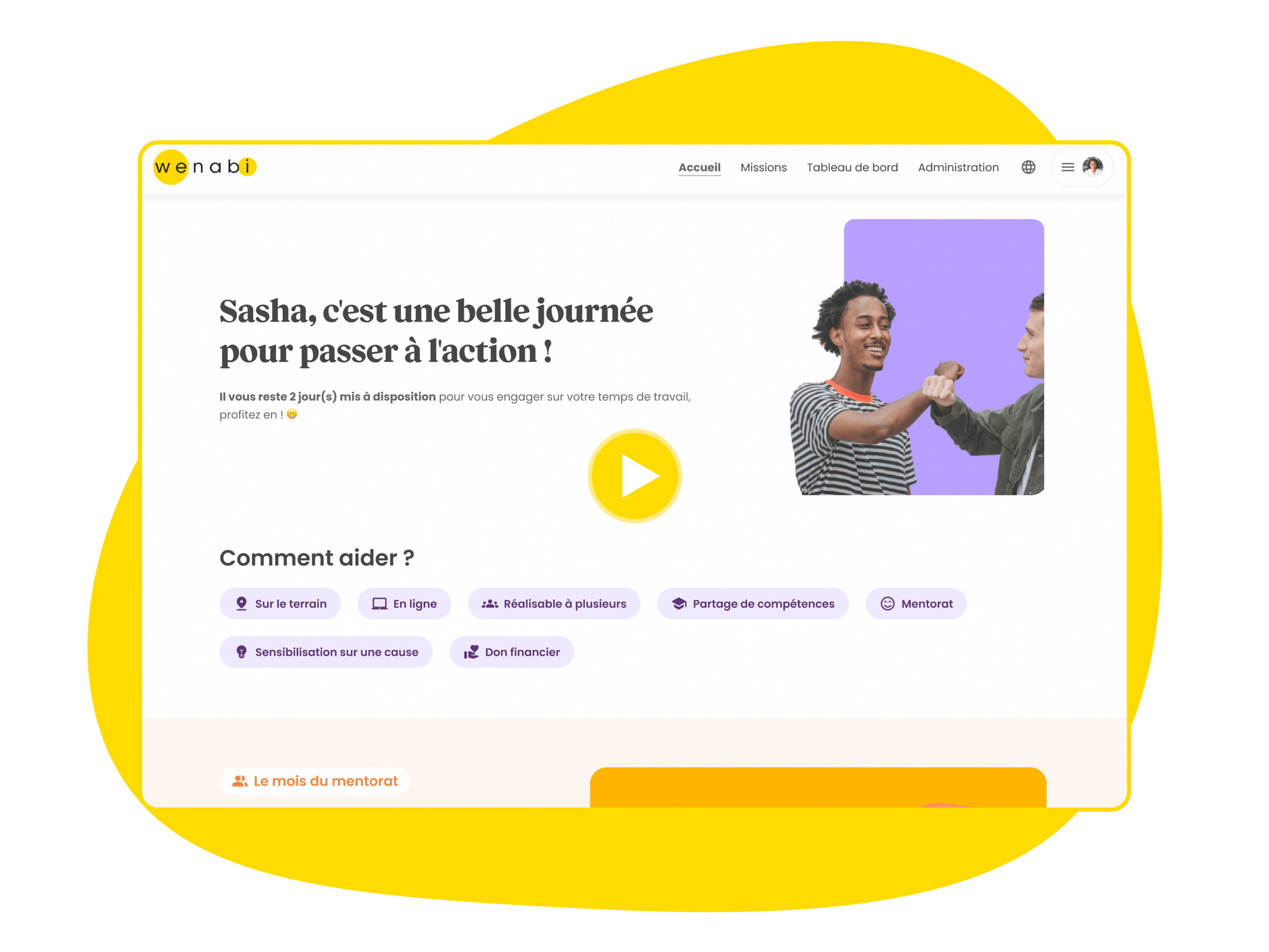 wenabi - La Plateforme d'Engagement Solidaire des Entreprises.