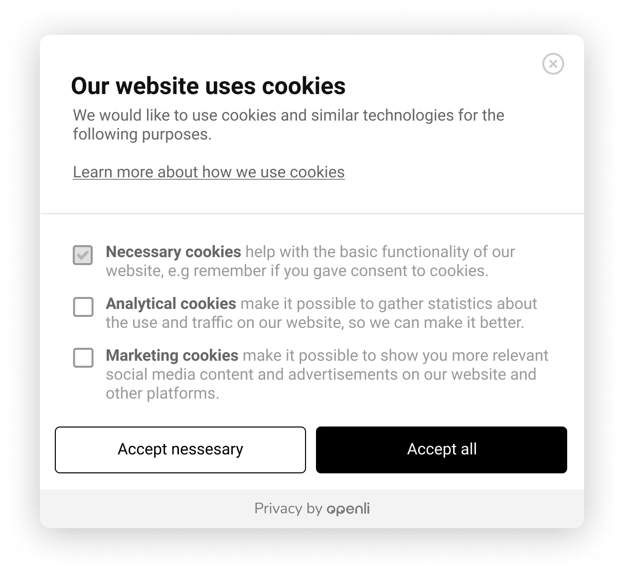 Cookie Solution Customiseable Cookie Policy Openli