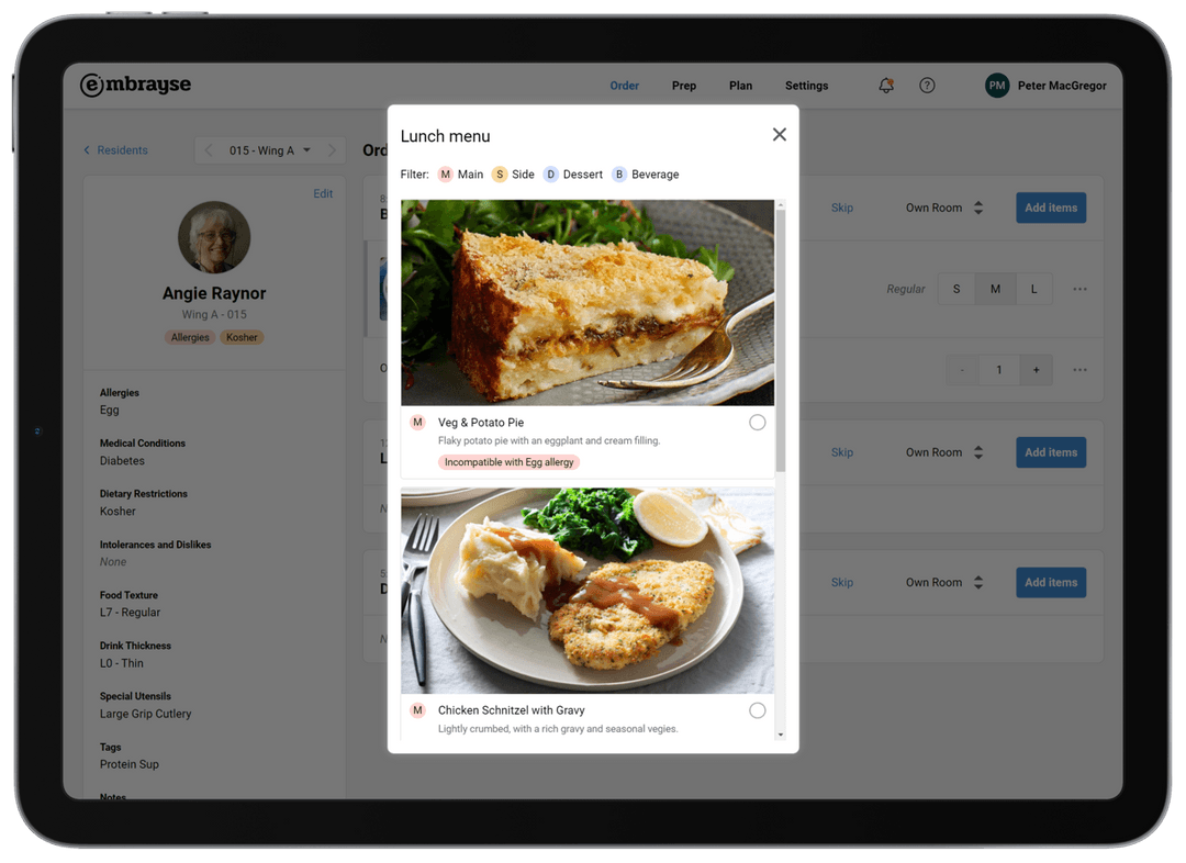Embrayse | Aged care catering software