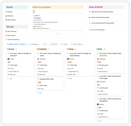 Scrum Template for Notion - Jira alternative