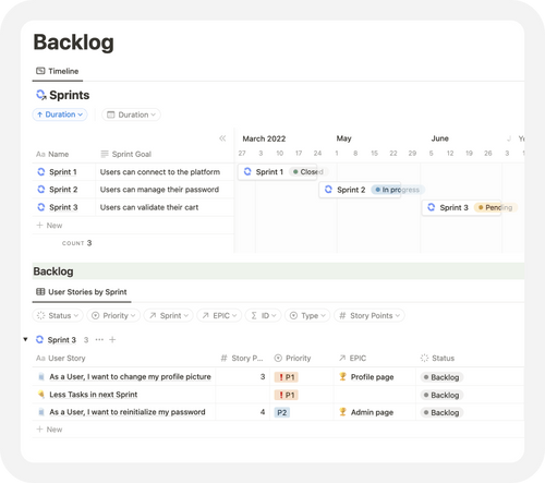 Scrum Template for Notion - Jira alternative