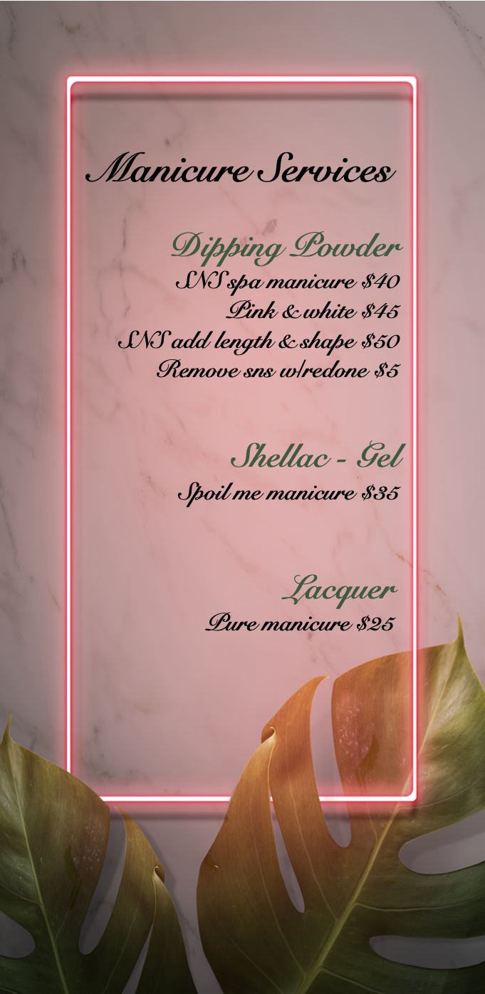 The Comma Spa | menu