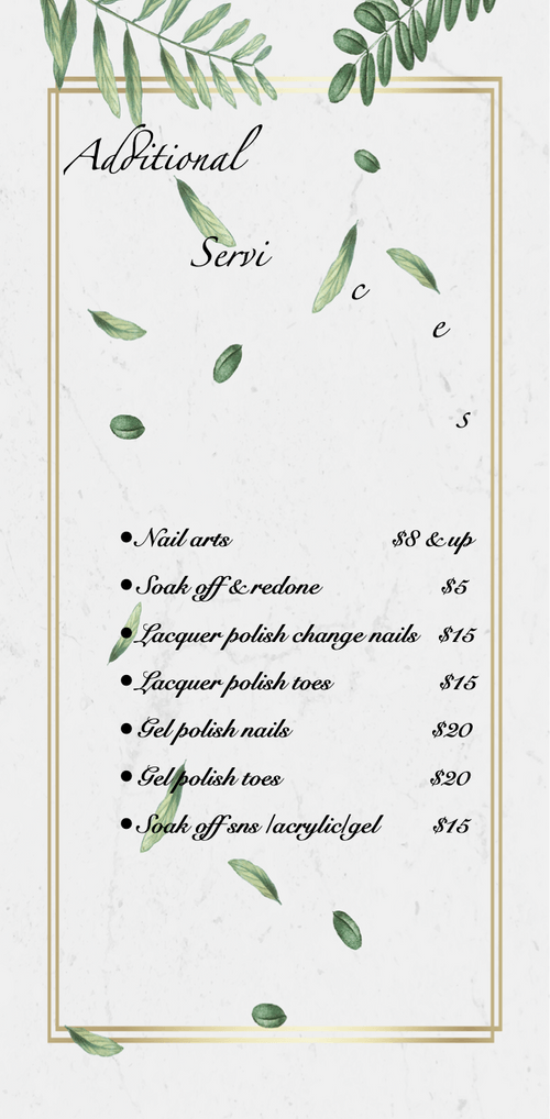 The Comma Spa | menu