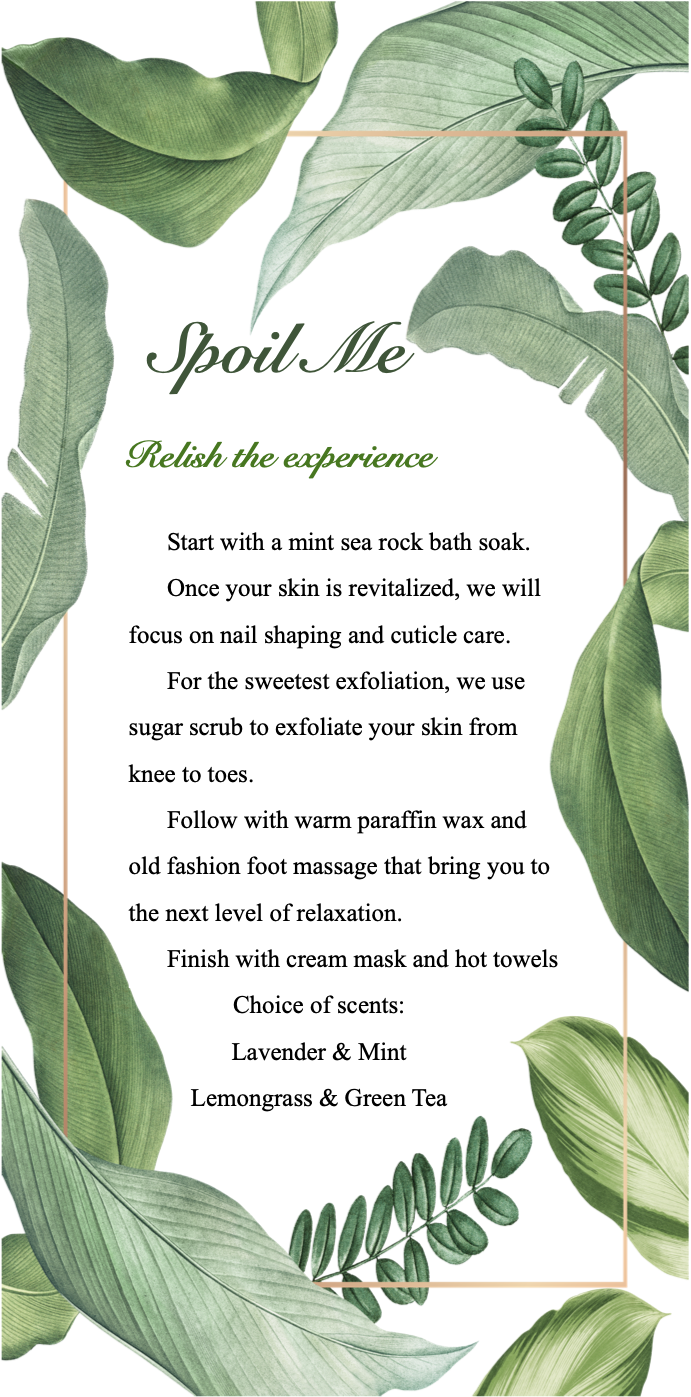 The Comma Spa | menu