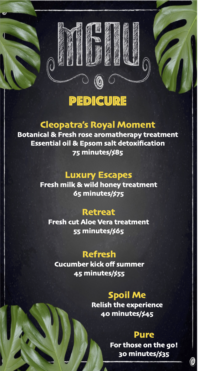 The Comma Spa | menu