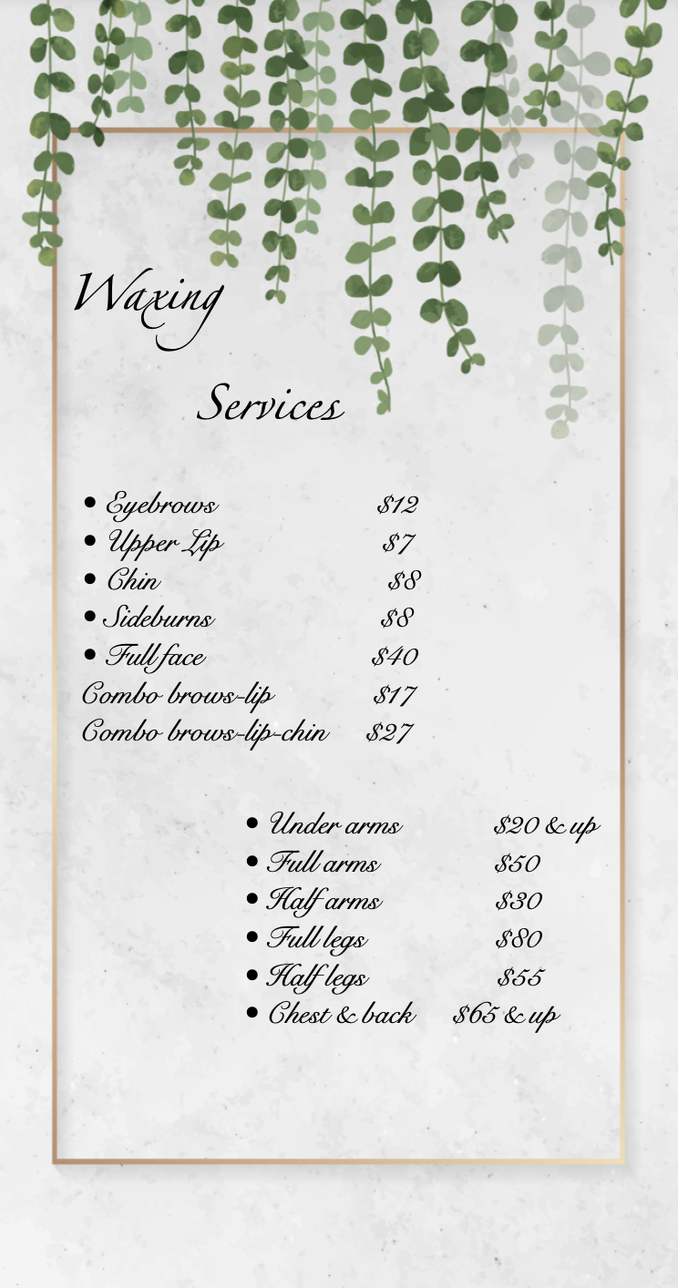 The Comma Spa | menu