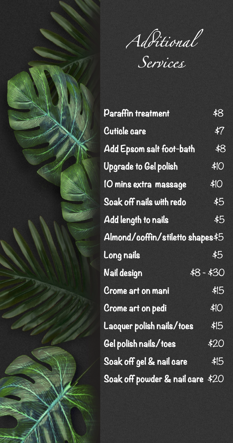 The Comma Spa | menu