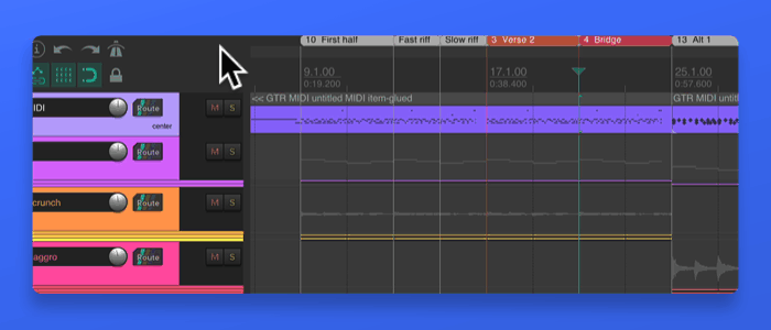 How to stack regions in REAPER