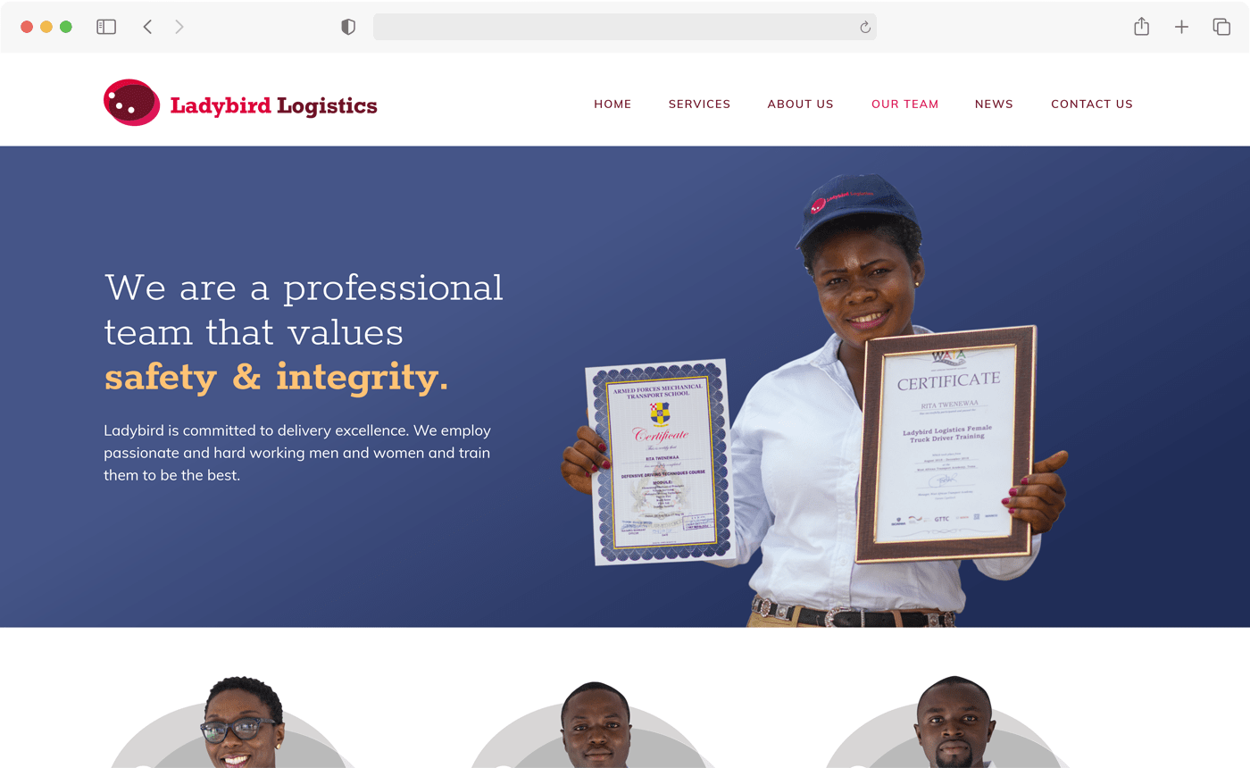 Ladybird Logistics Website Design And Build