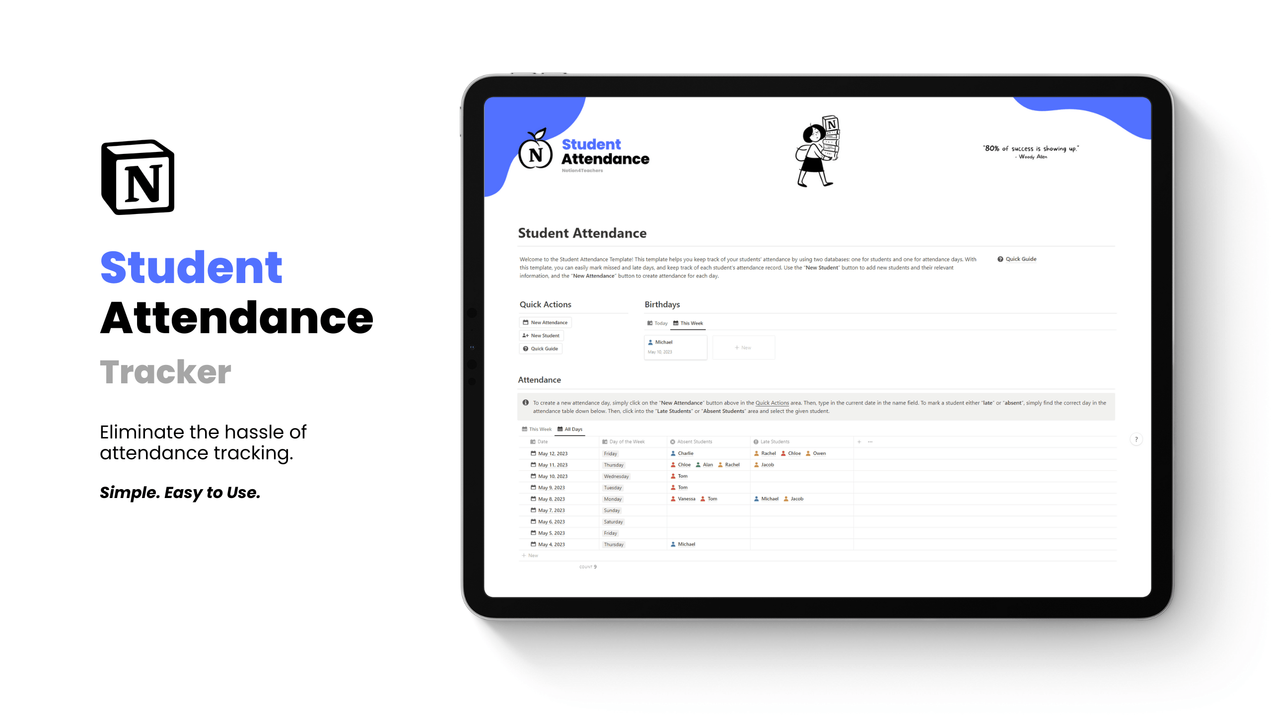 Student Attendance Tracker - Notionland Template Gallery