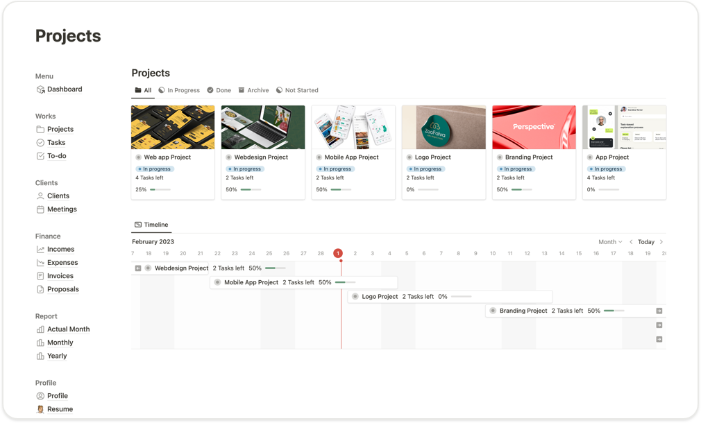Notion Freelancer Board - Notionland Template Gallery