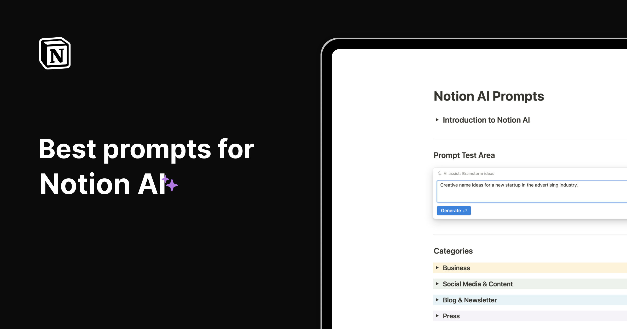 50 Notion AI Prompts - Notion Template