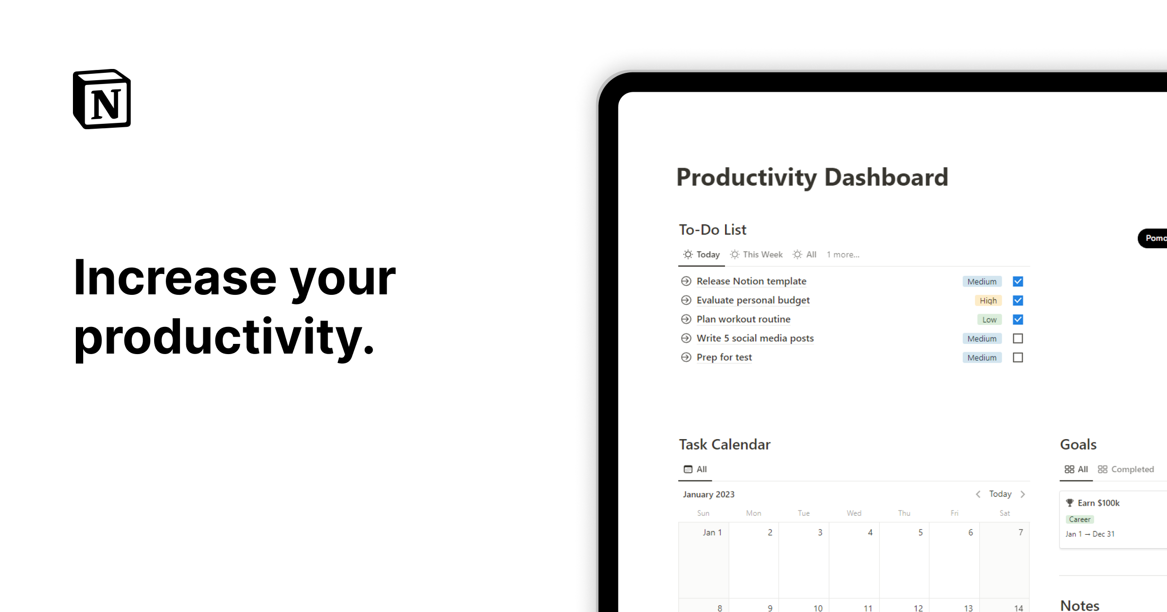 Productivity Dashboard - Notion Template