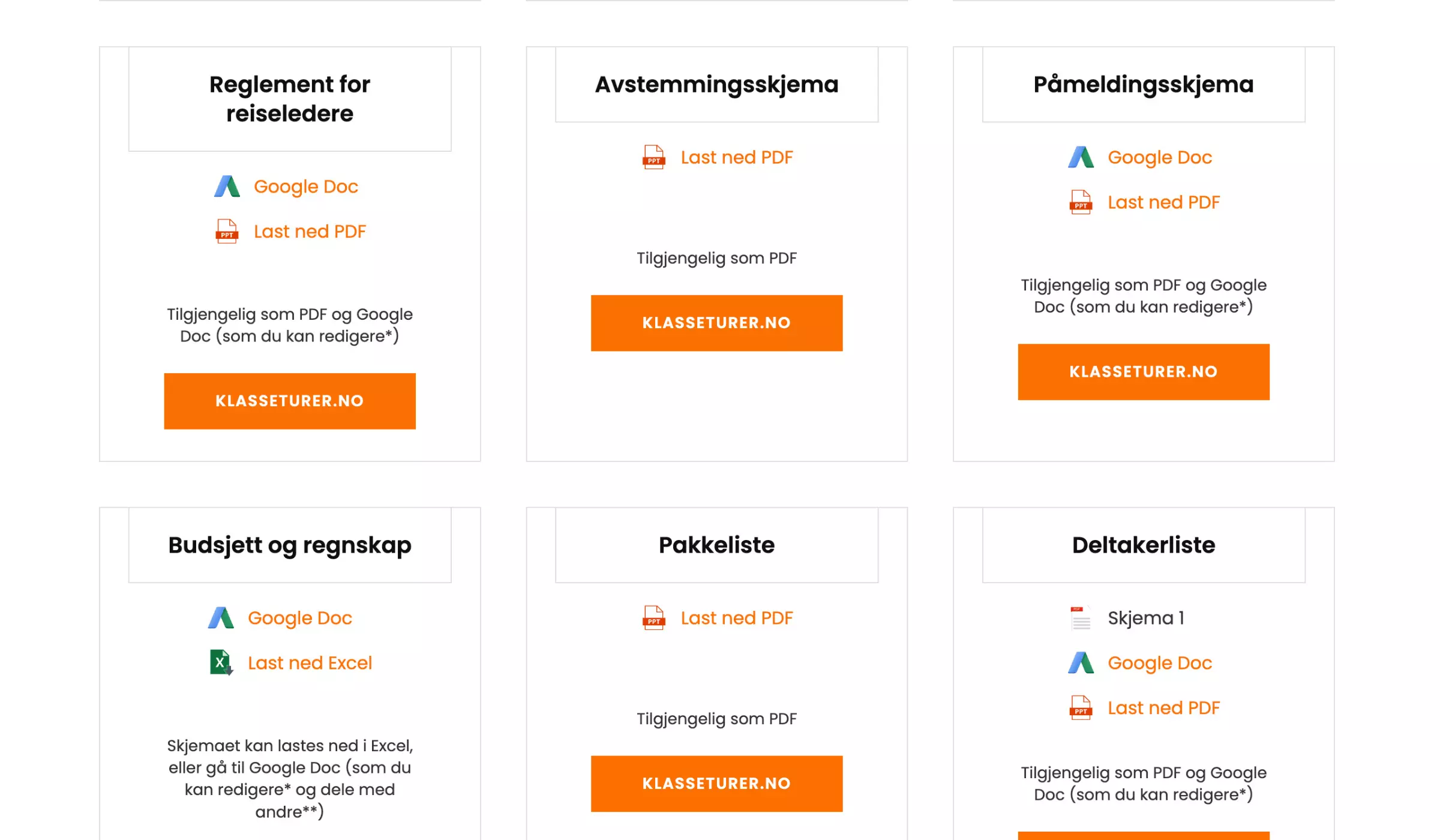 Last ned våre skjemaer - helt gratis! | Tips & Råd | Klasseturer.no