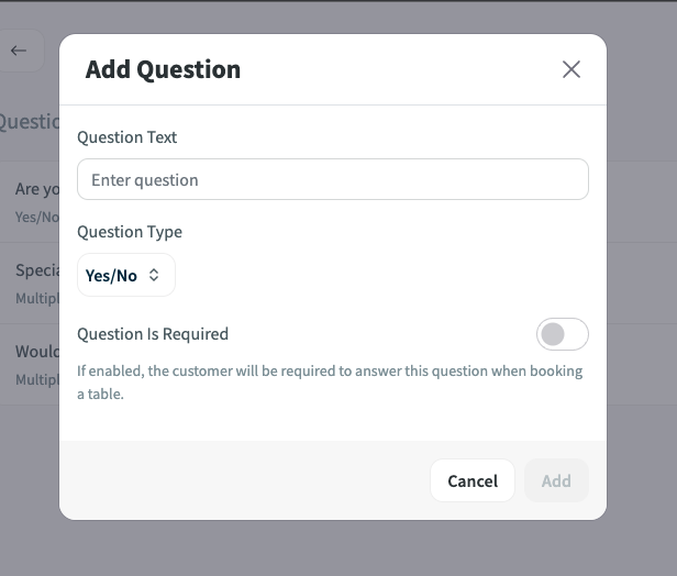 How to configure Booking Questions