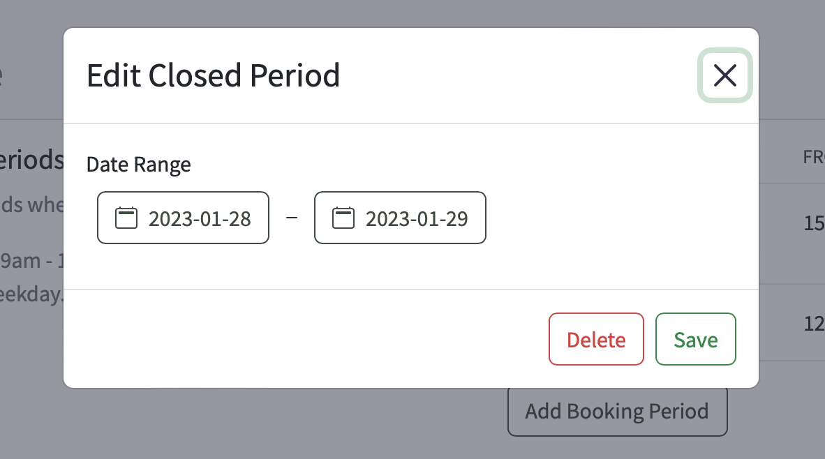 How to configure your closed periods