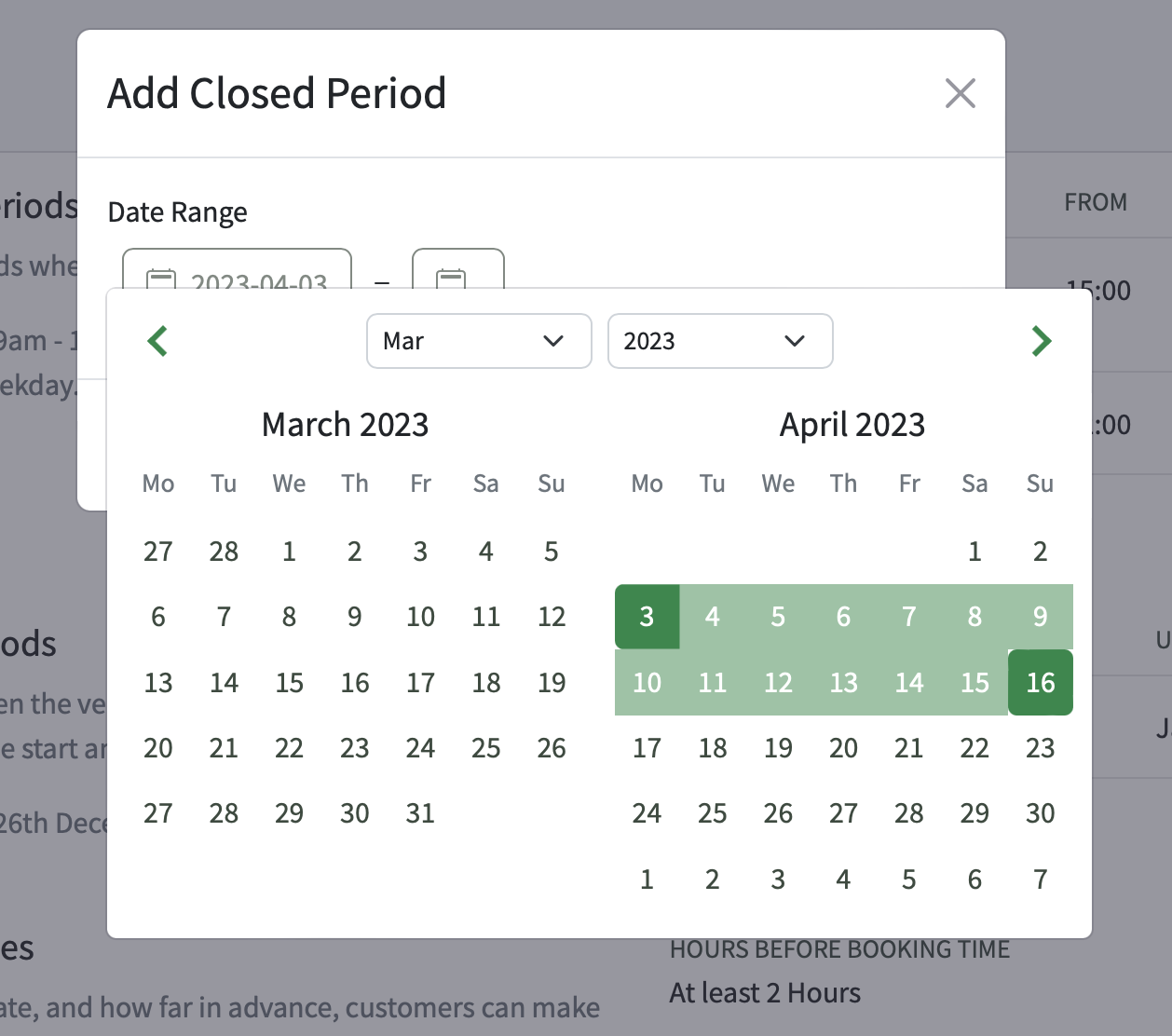 How to configure your closed periods