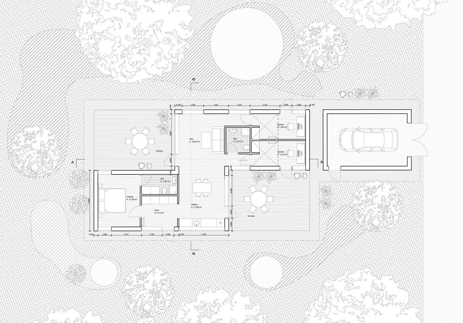 Fritidshus i lyse mursten