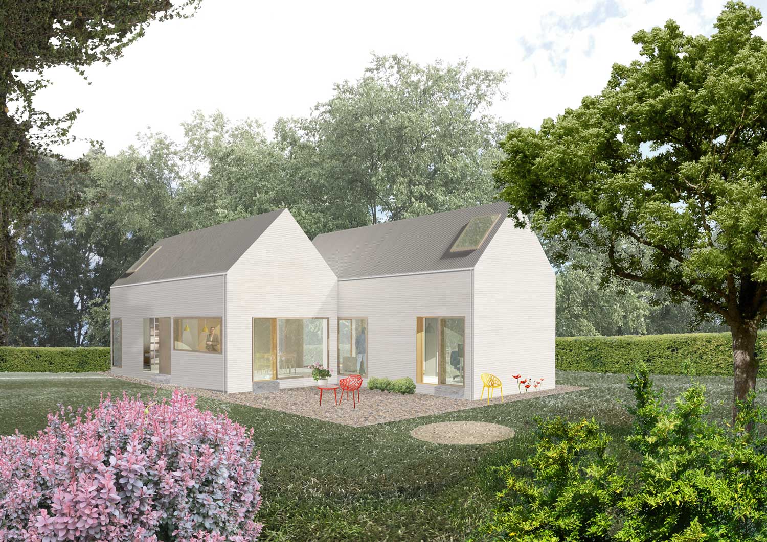 Fritidshus i lyse mursten