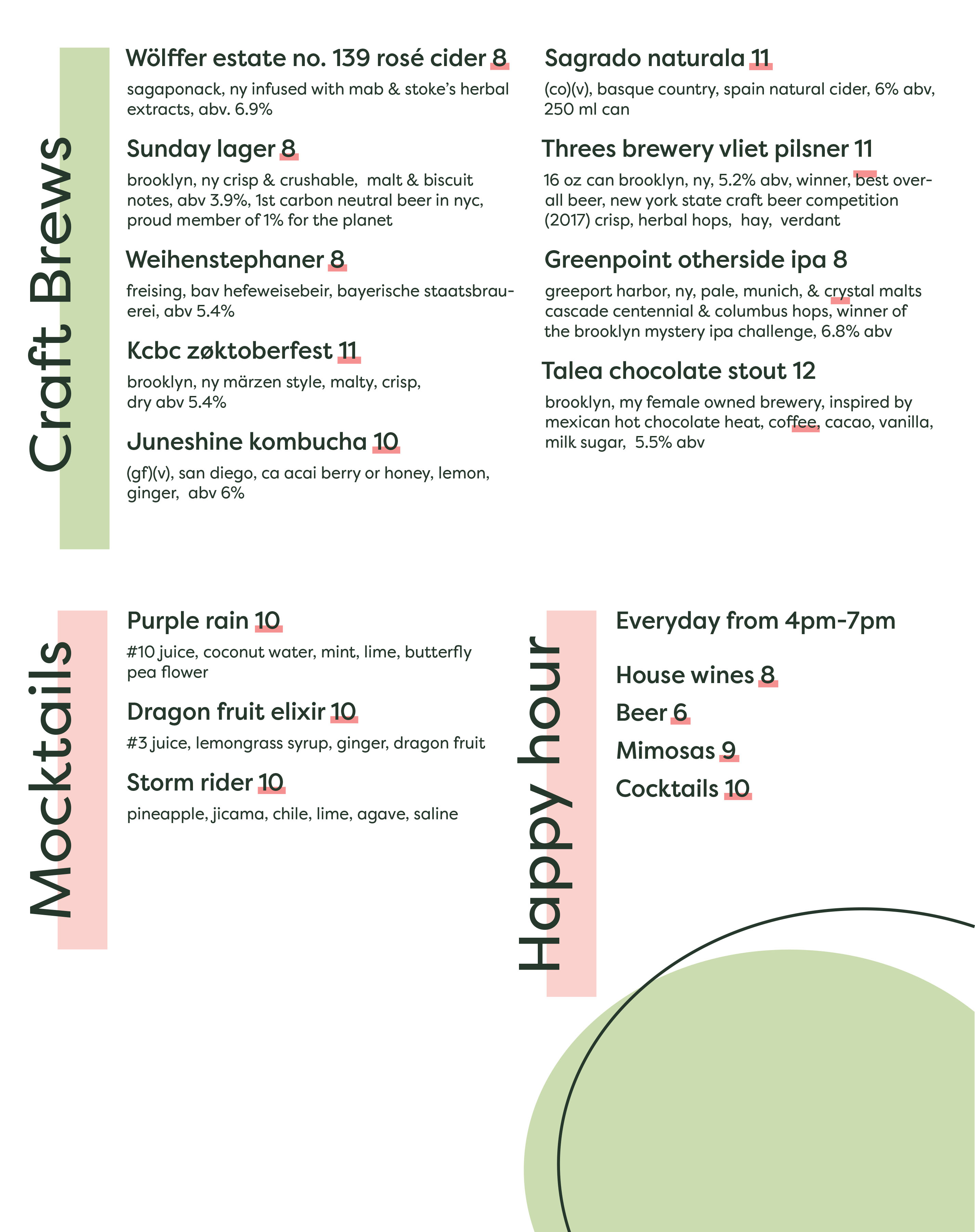 Butchers Daughter menu design | Brittany Adair