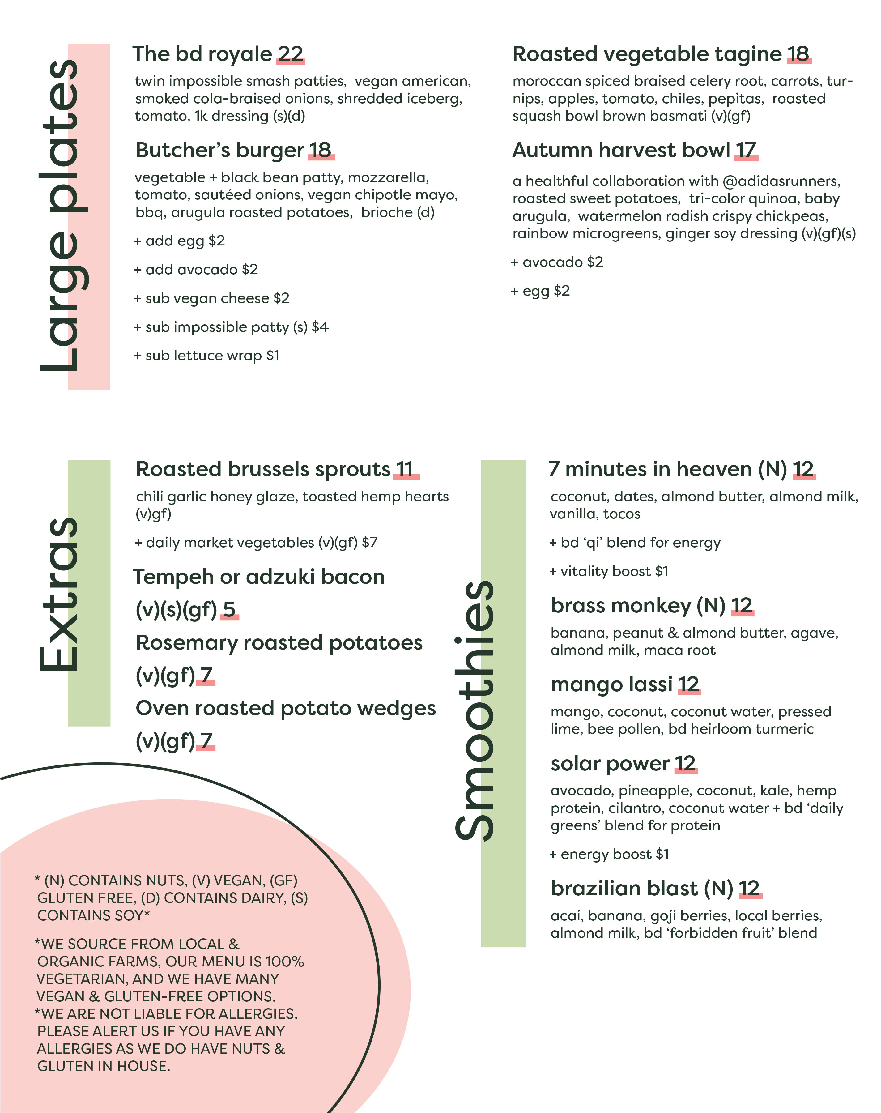 Butchers Daughter menu design | Brittany Adair