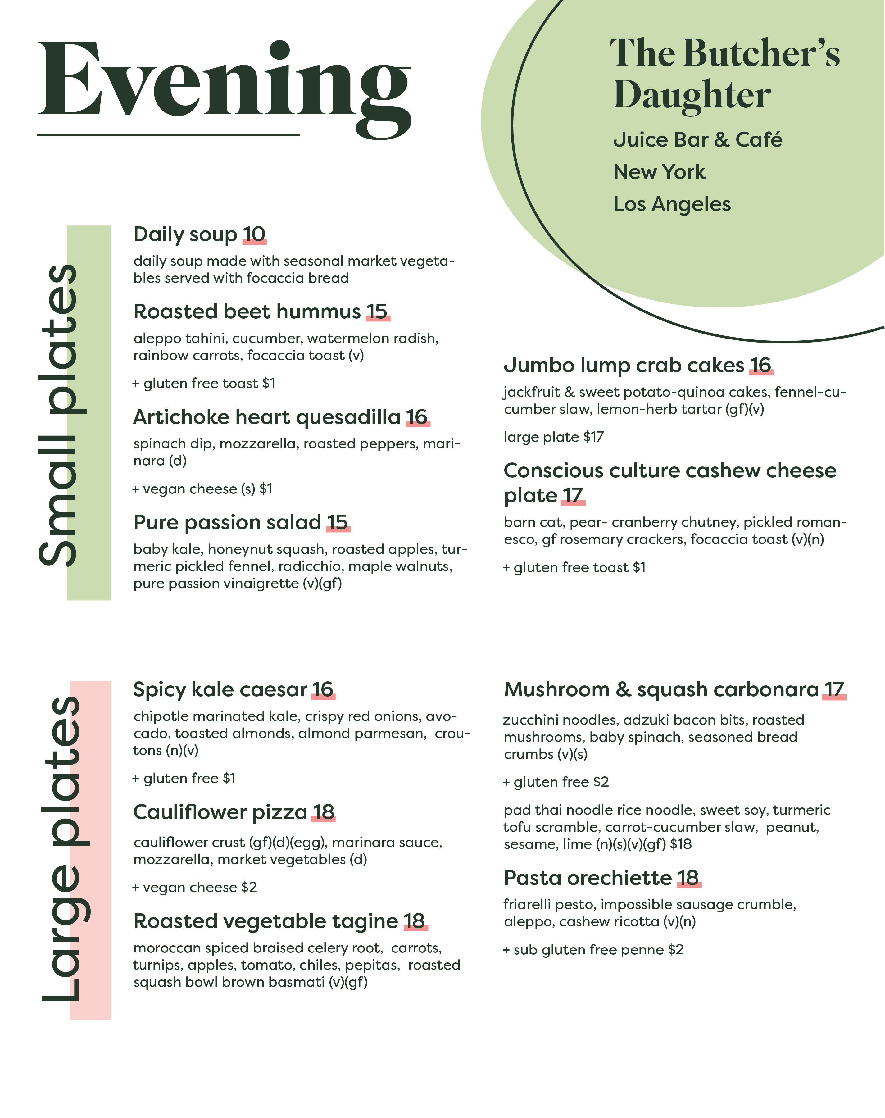 Butchers Daughter menu design | Brittany Adair