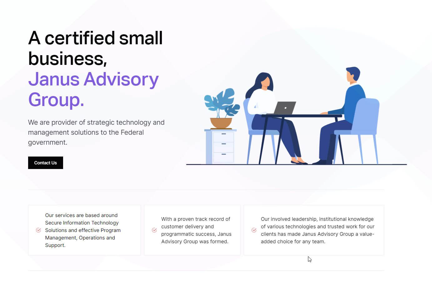 A certified small business, Janus Advisory Group.