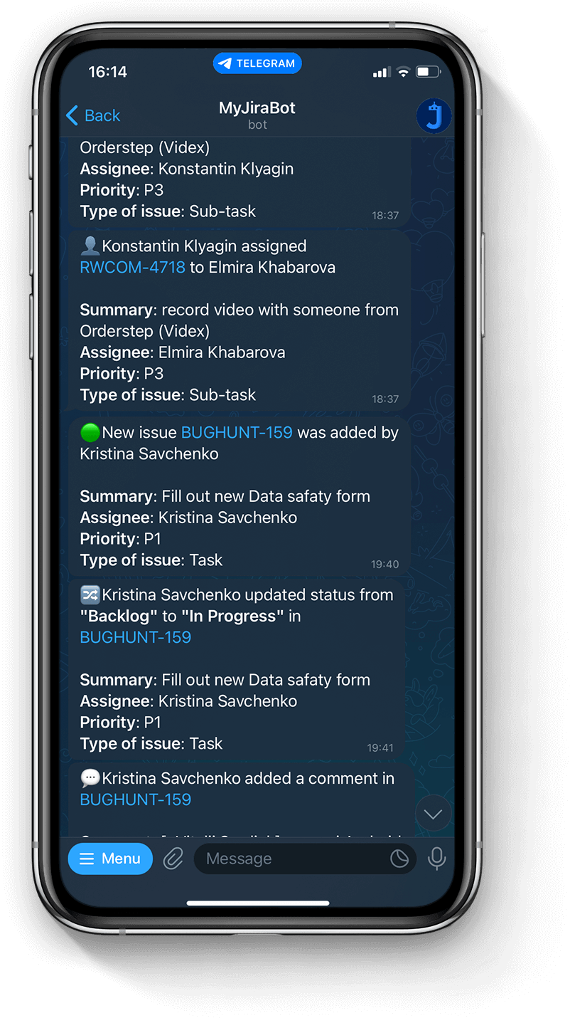 JIRA Notifications for Telegram and Google Chat | MyJiraBot