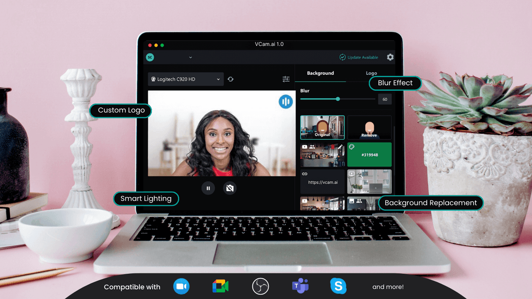 Webcam Background Removal & Virtual Backgrounds - VCam.ai