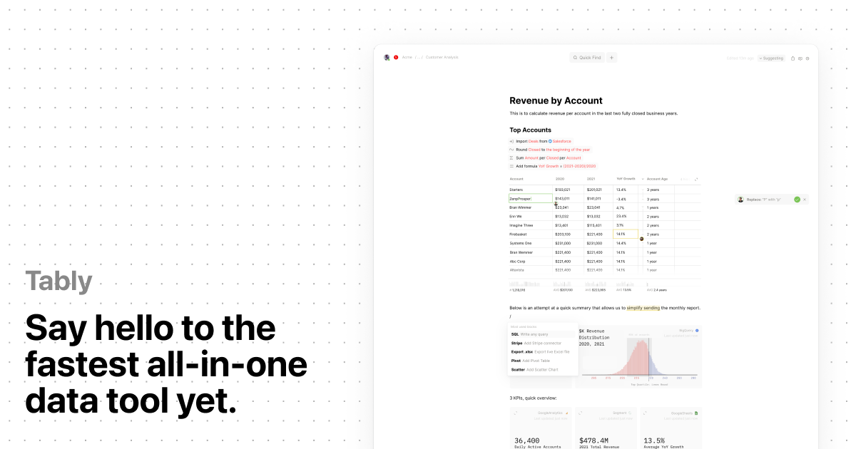 Tably | The fastest all-in-one data tool yet.