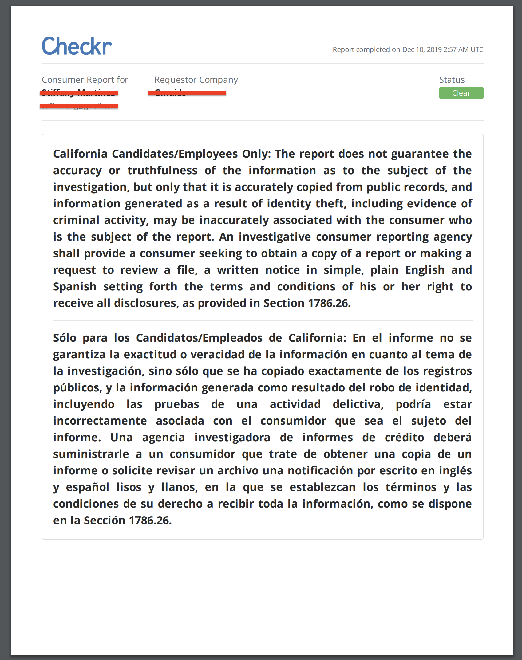 How does a background check looks like?