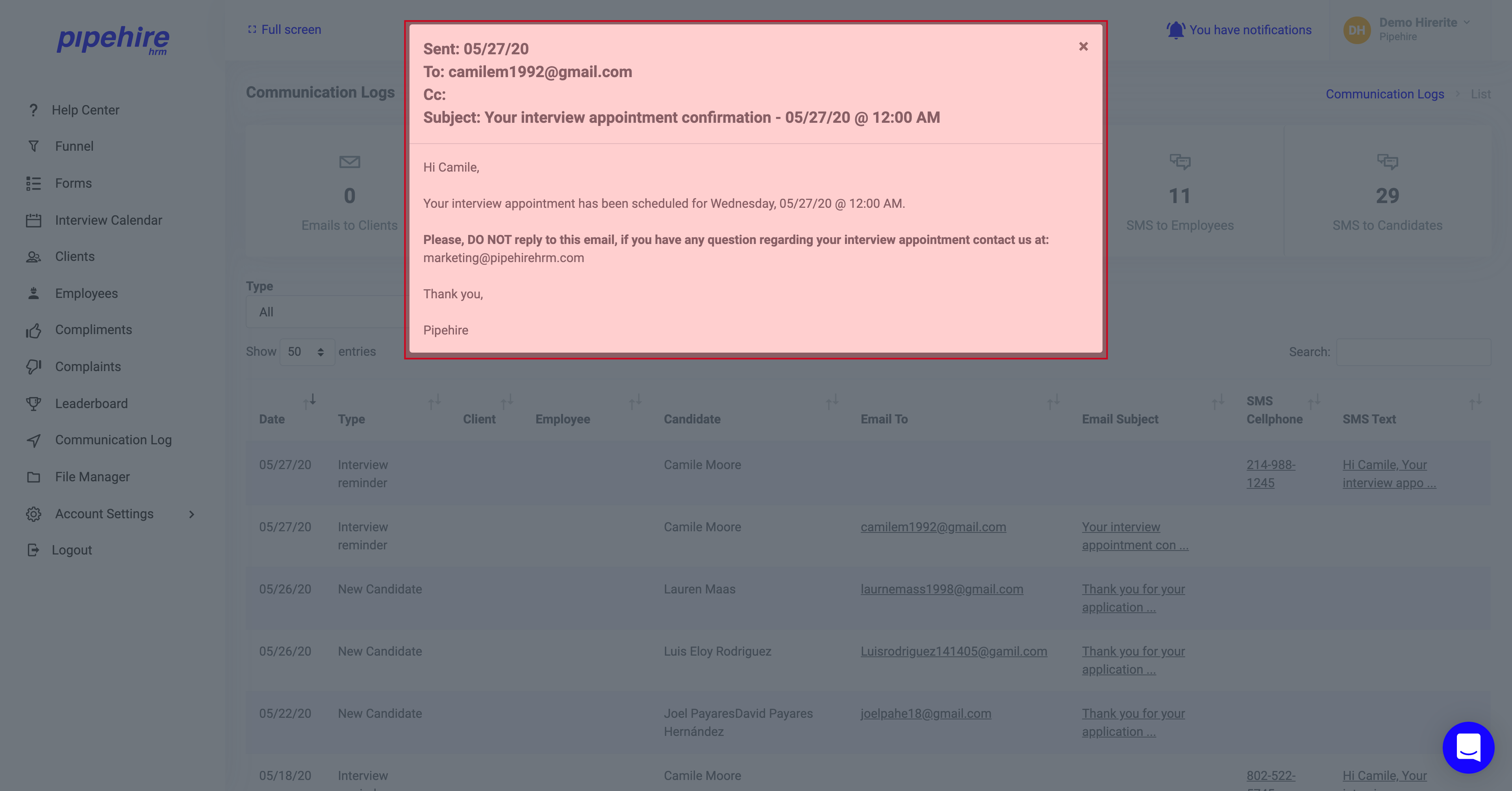 Communication Log Module