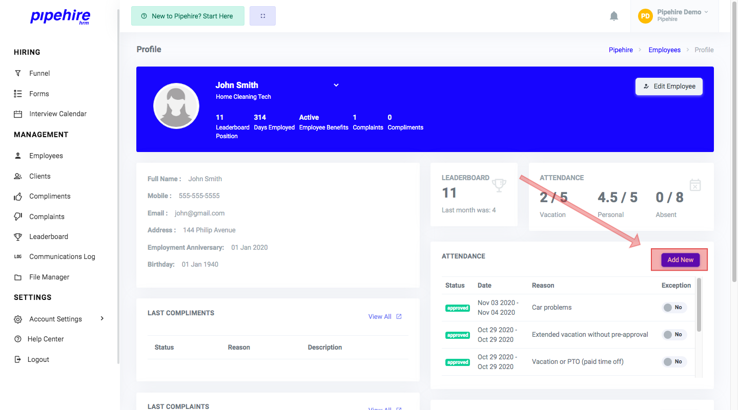 How to track Cleaning Employee Attendance, Vacations and Time-Off