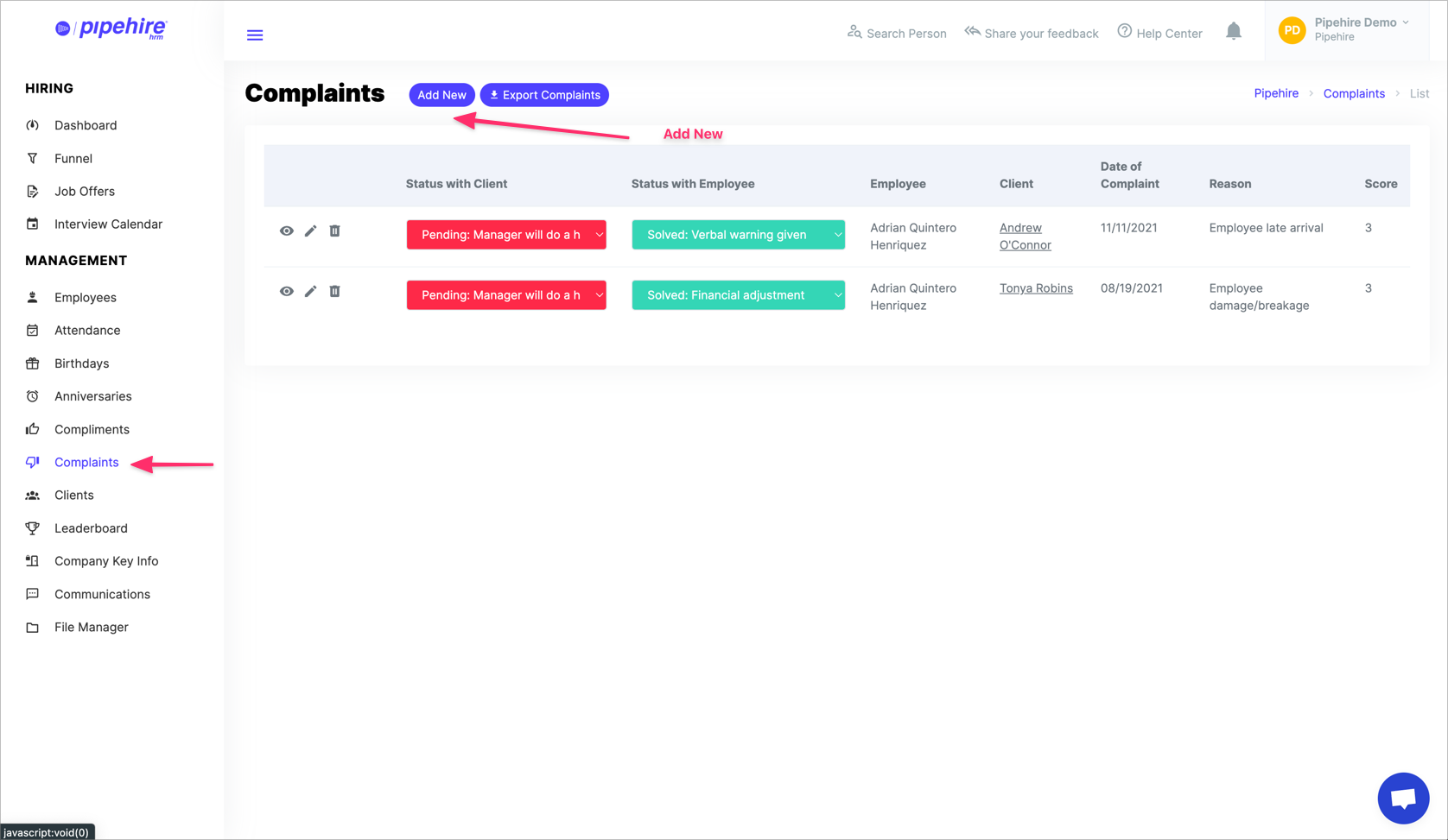 How to track Complaints and Compliments