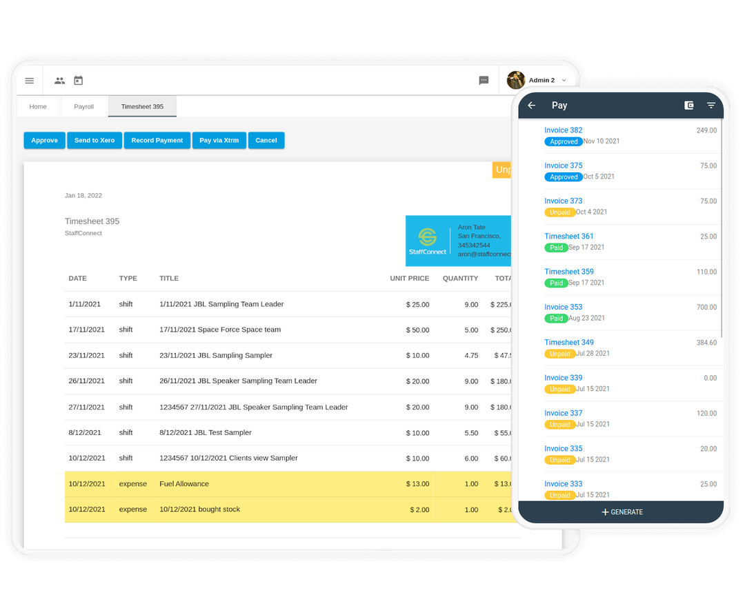 Timesheets, Invoicing & Payroll