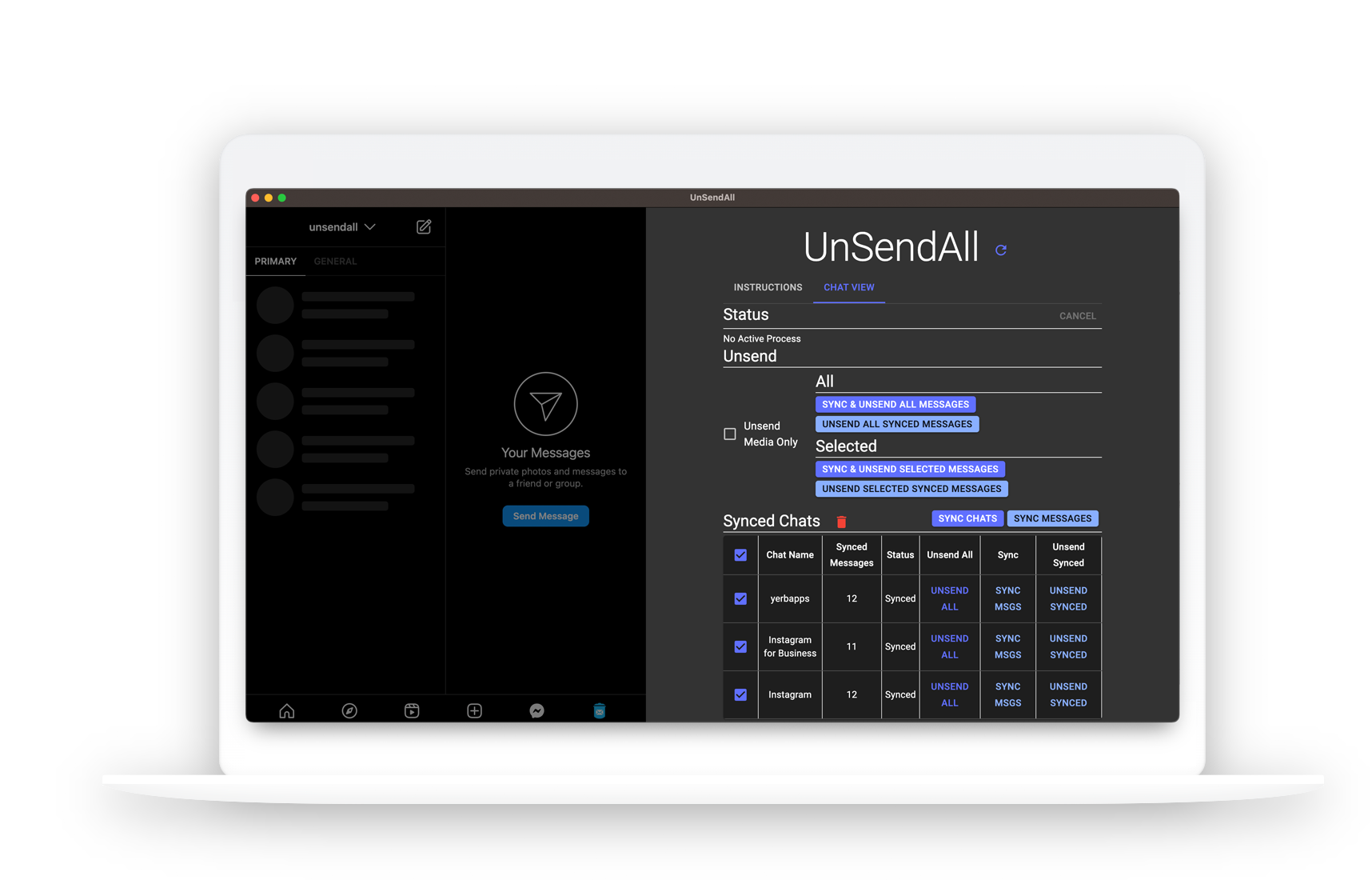 UnSendAll App - Unsend all your Instagram messages