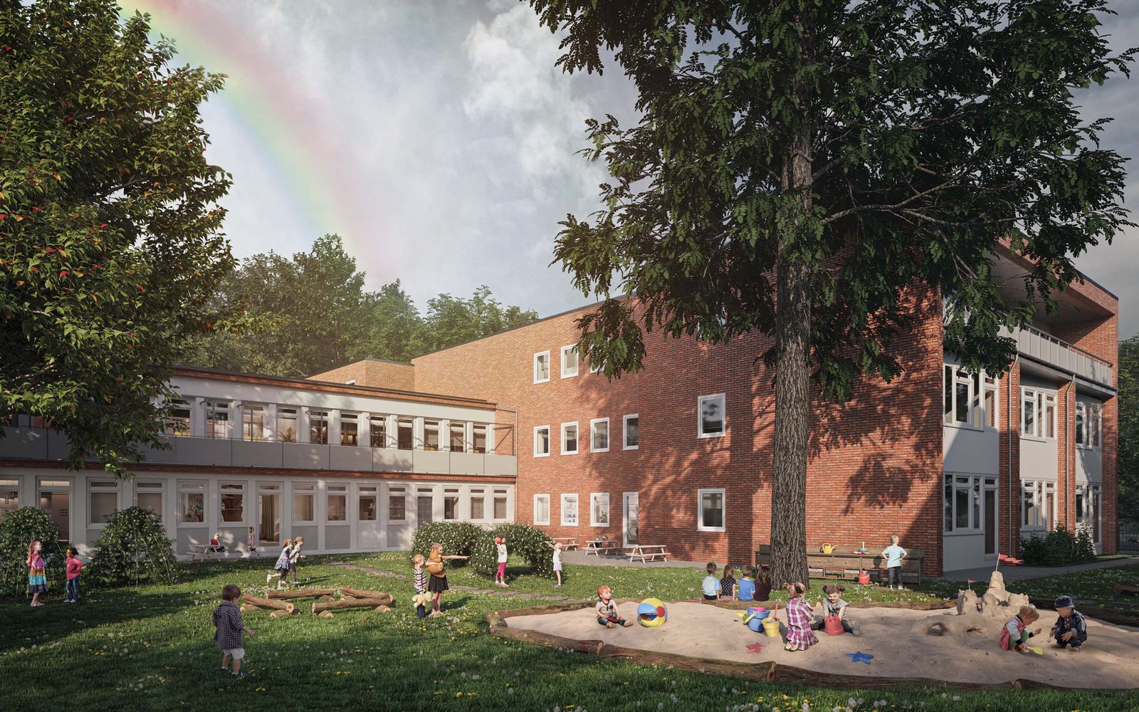 Architekturvisualisierung eines Kindergartens in Deutschland