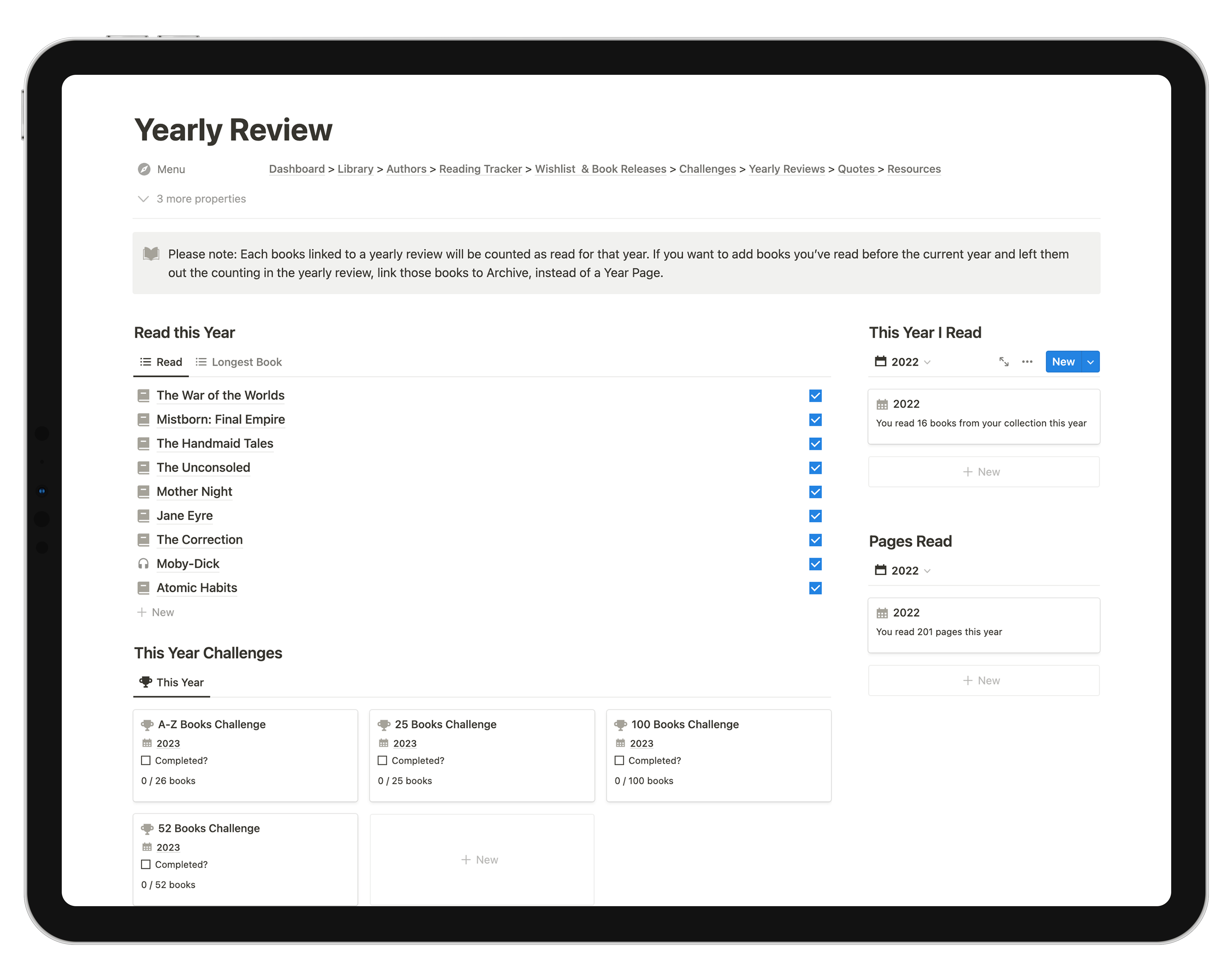 Notion Reading Tracker - All-in-One Notion Template