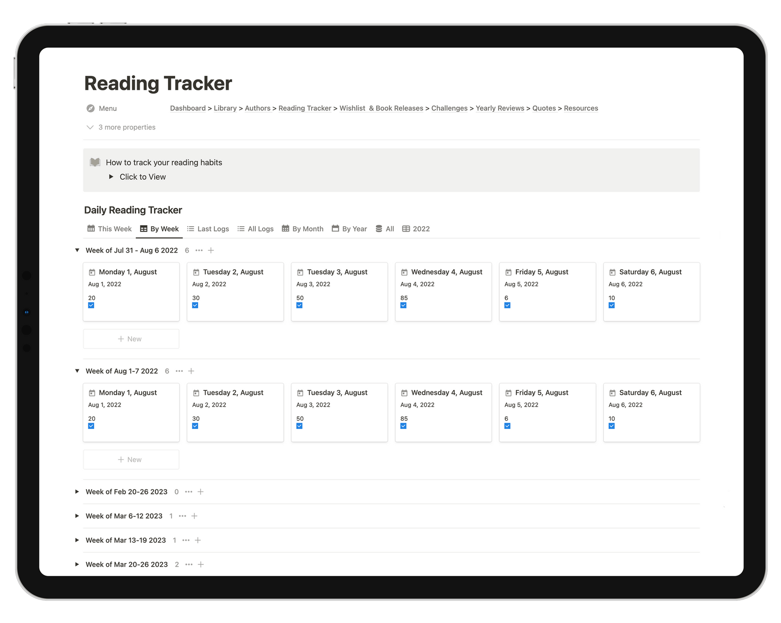 Notion Reading Tracker - All-in-One Notion Template