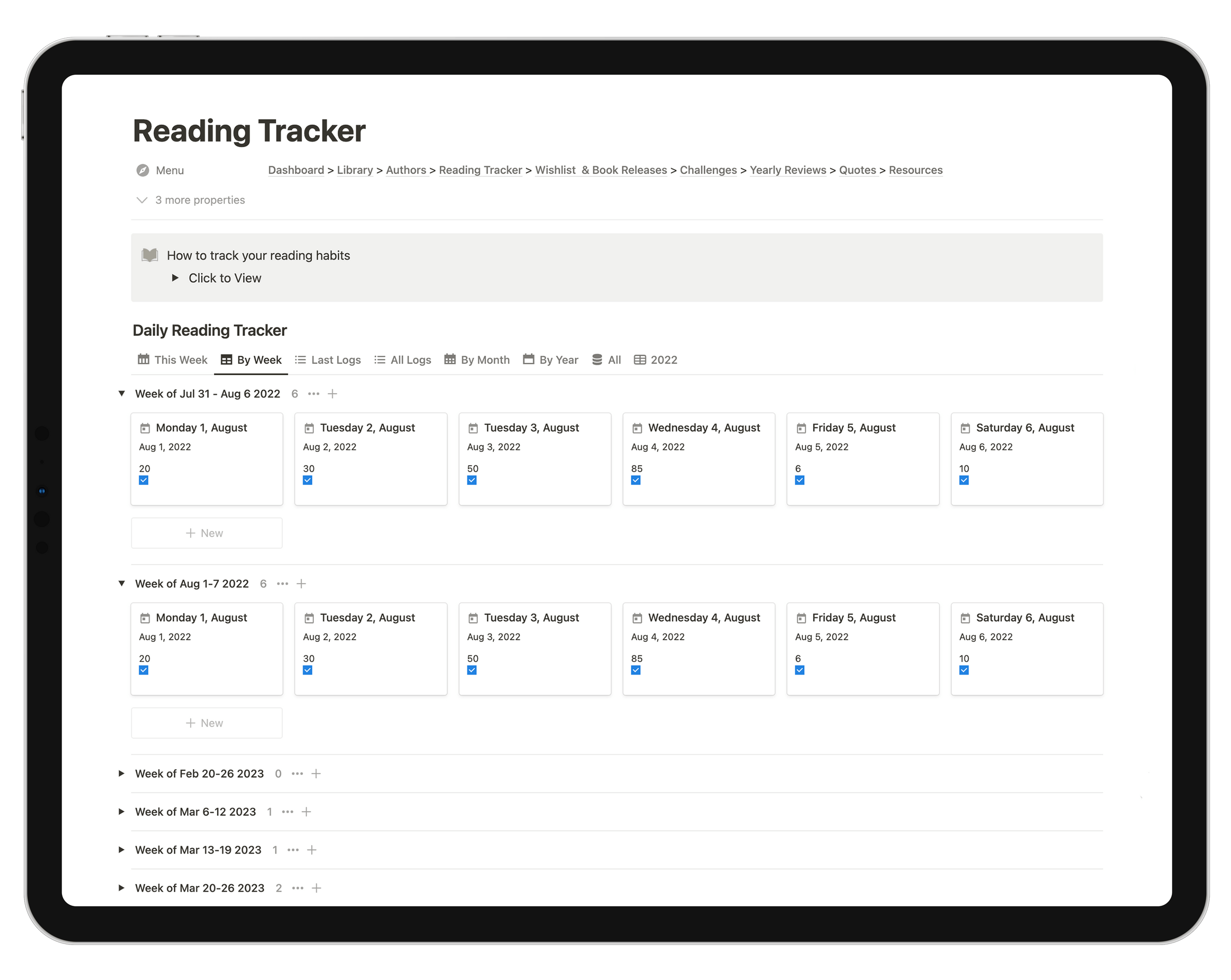 Notion Reading Tracker - All-in-One Notion Template