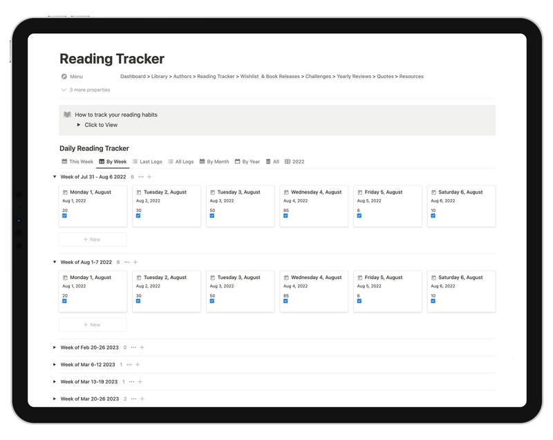 Notion Reading Tracker - All-in-One Notion Template