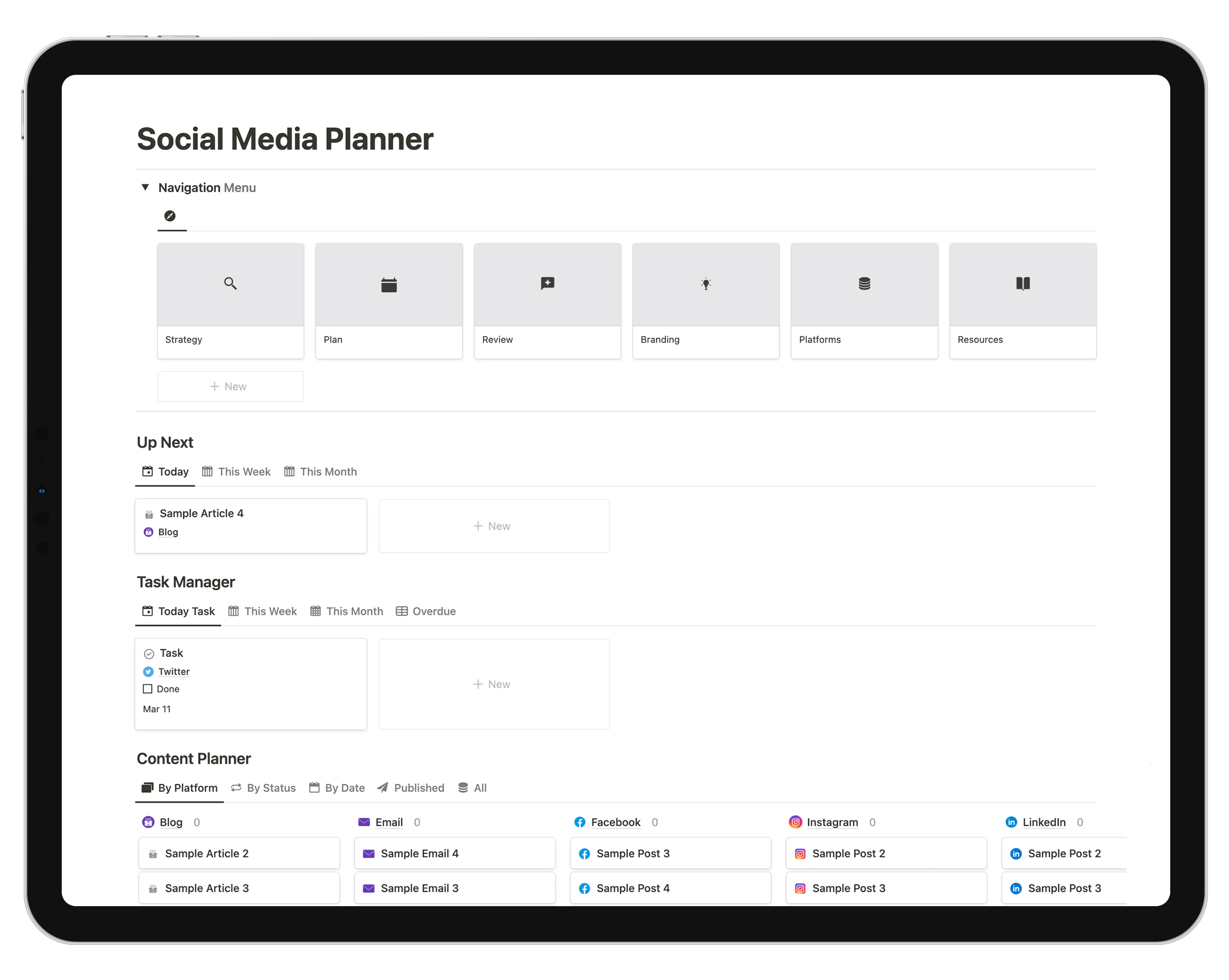 Notion Social Media Planner - All-in-One Notion Template