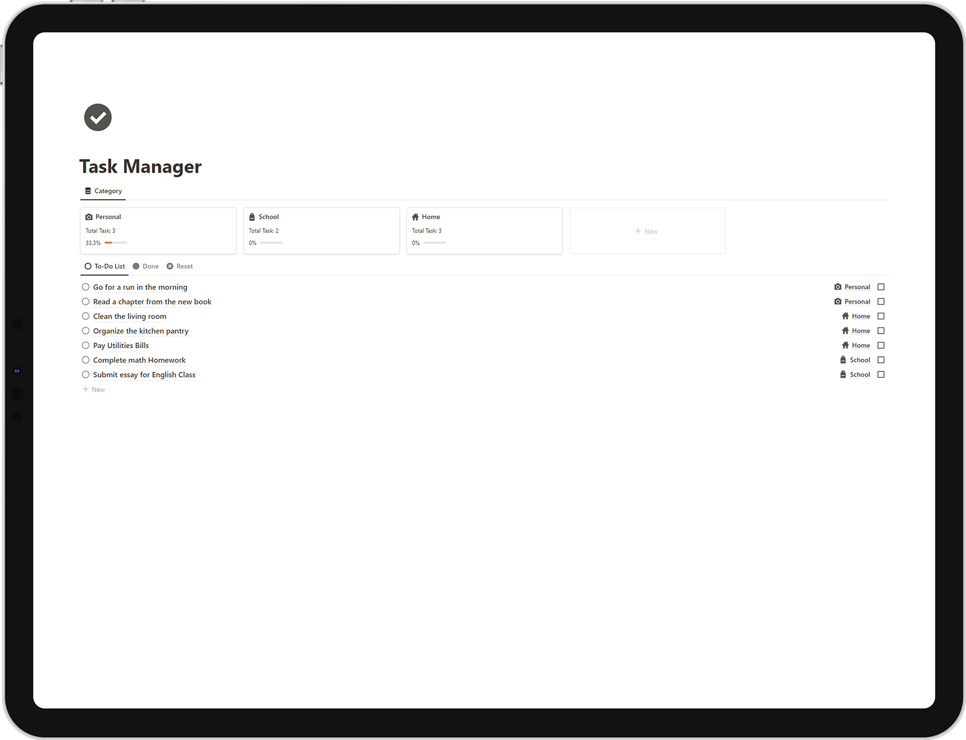 Task Manager - Free Notion Template