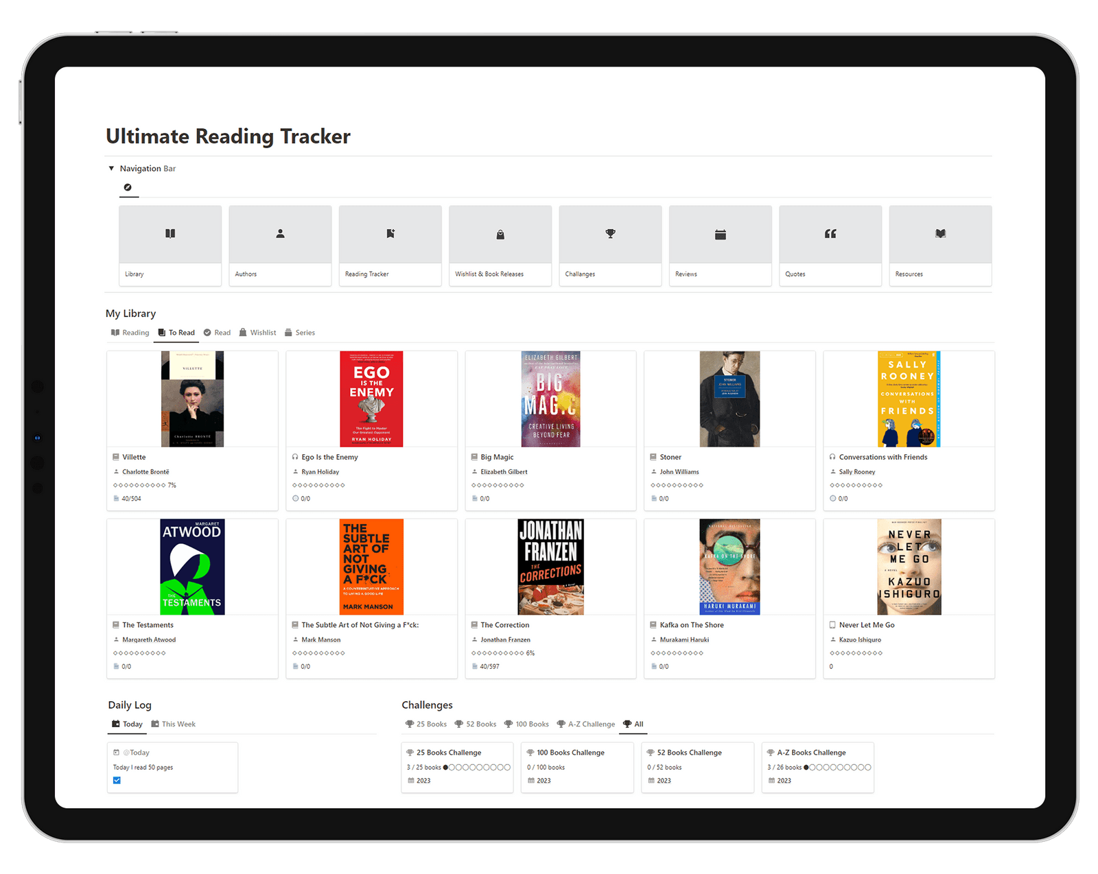 Notion Reading Tracker - All-in-One Notion Template