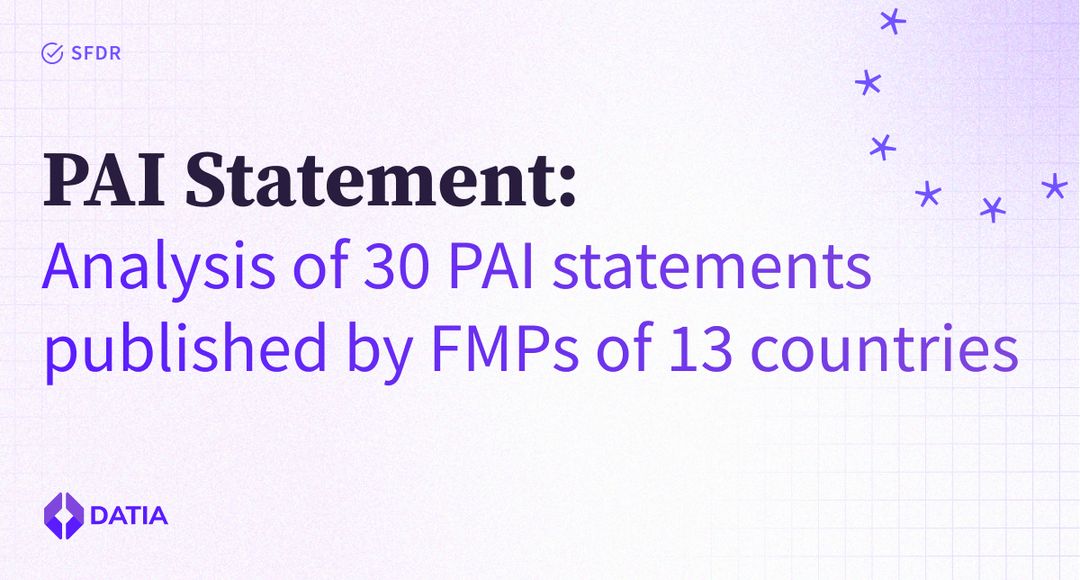 Datia's Solutions: SFDR, PAI Statement and European ESG Template