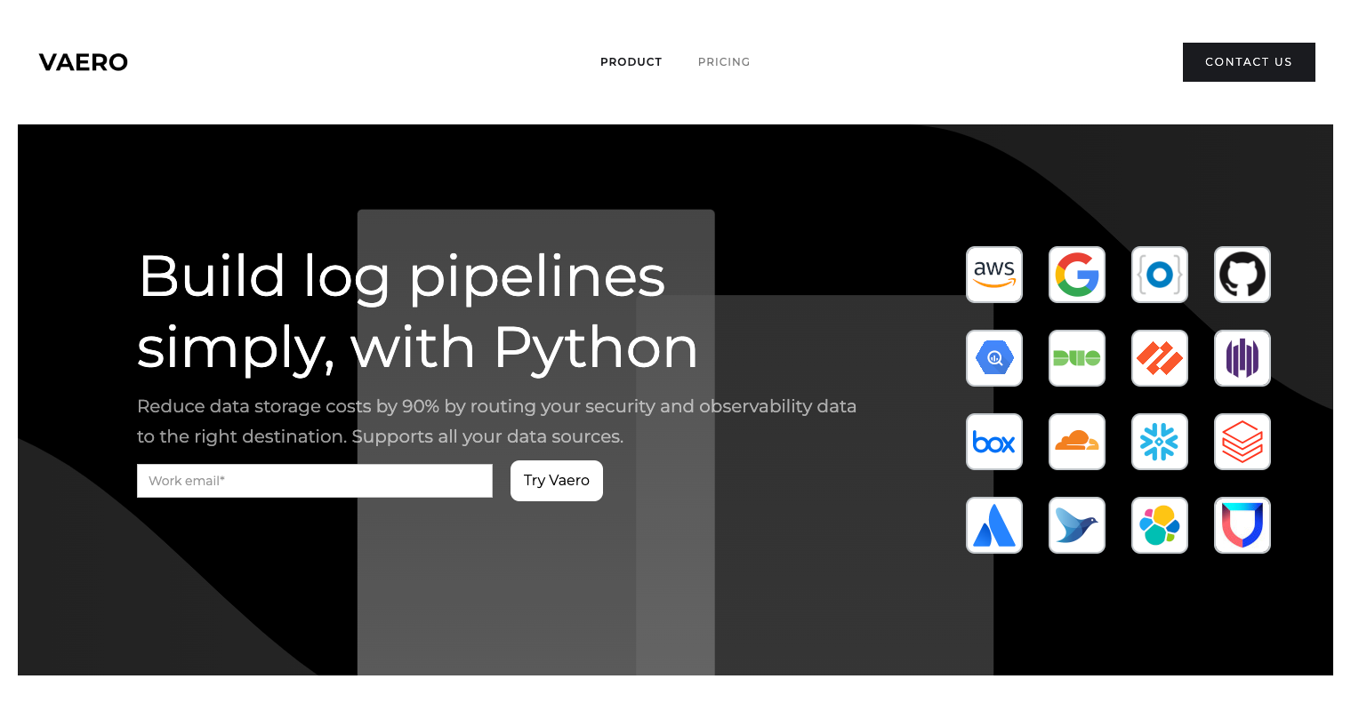 Vaero - build log pipelines with Python