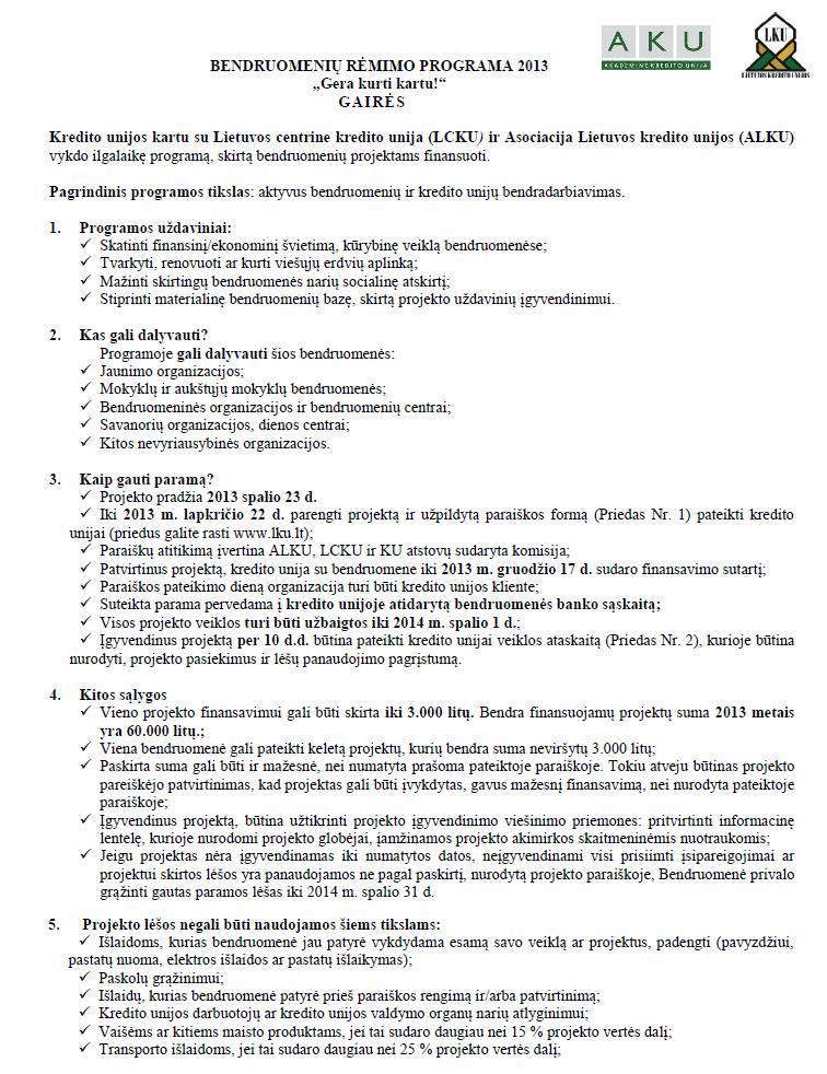 Akademinė Kredito Unija kviečia bendruomenes ir NVO kartu kurti ...