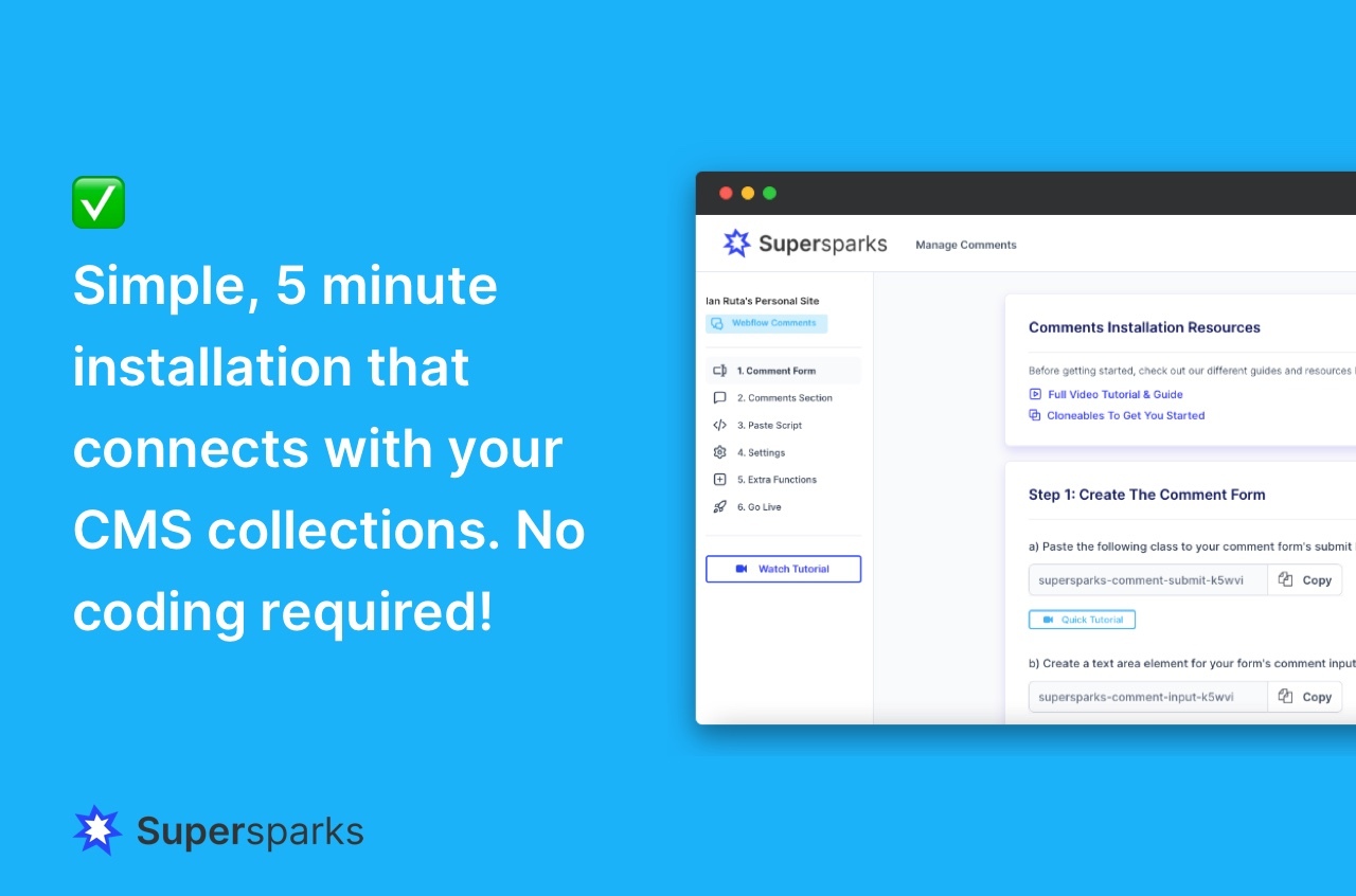 Supersparks & Webflow Integration - Webflow Apps