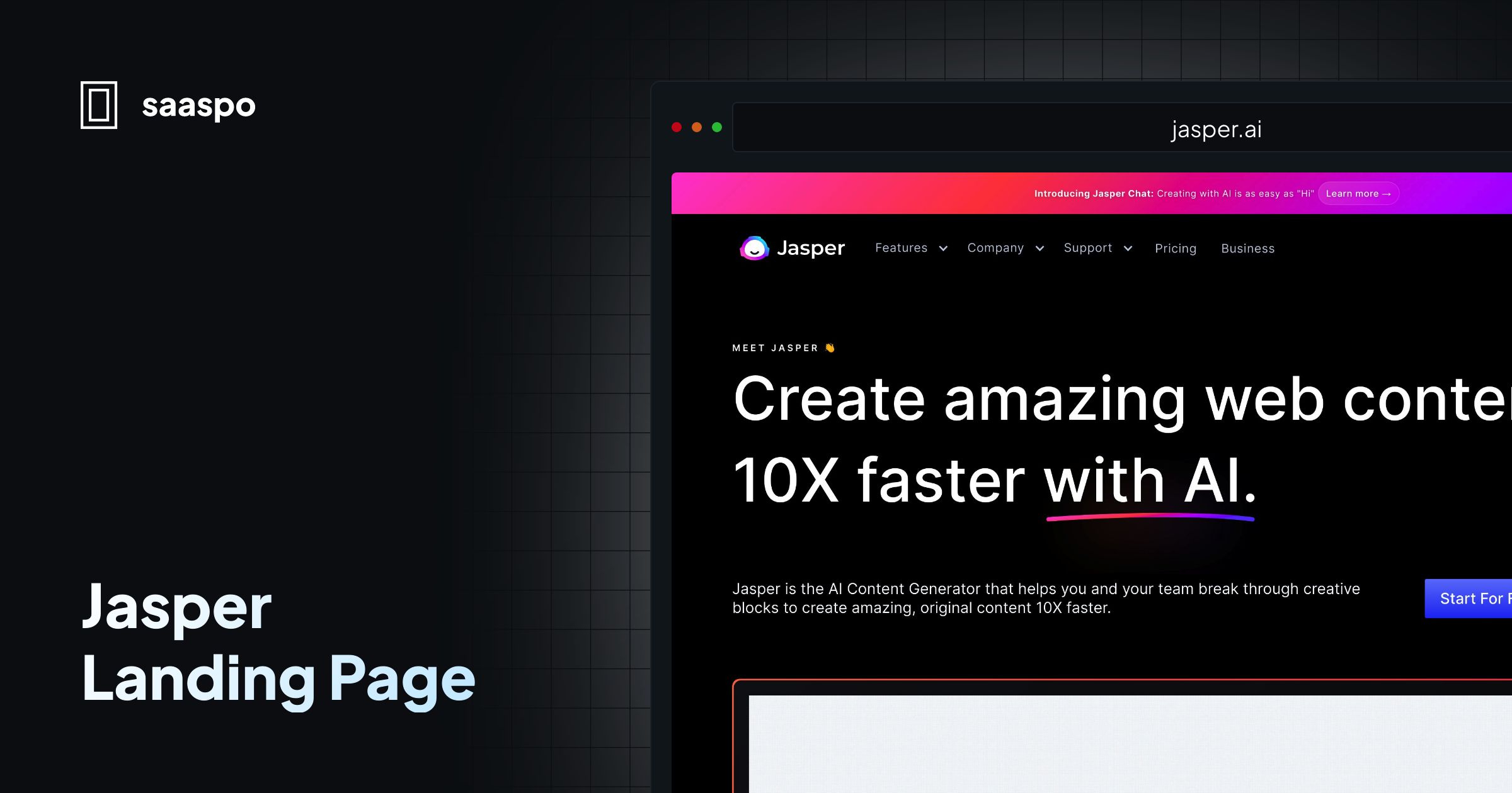 Saaspo | Jasper Landing Page